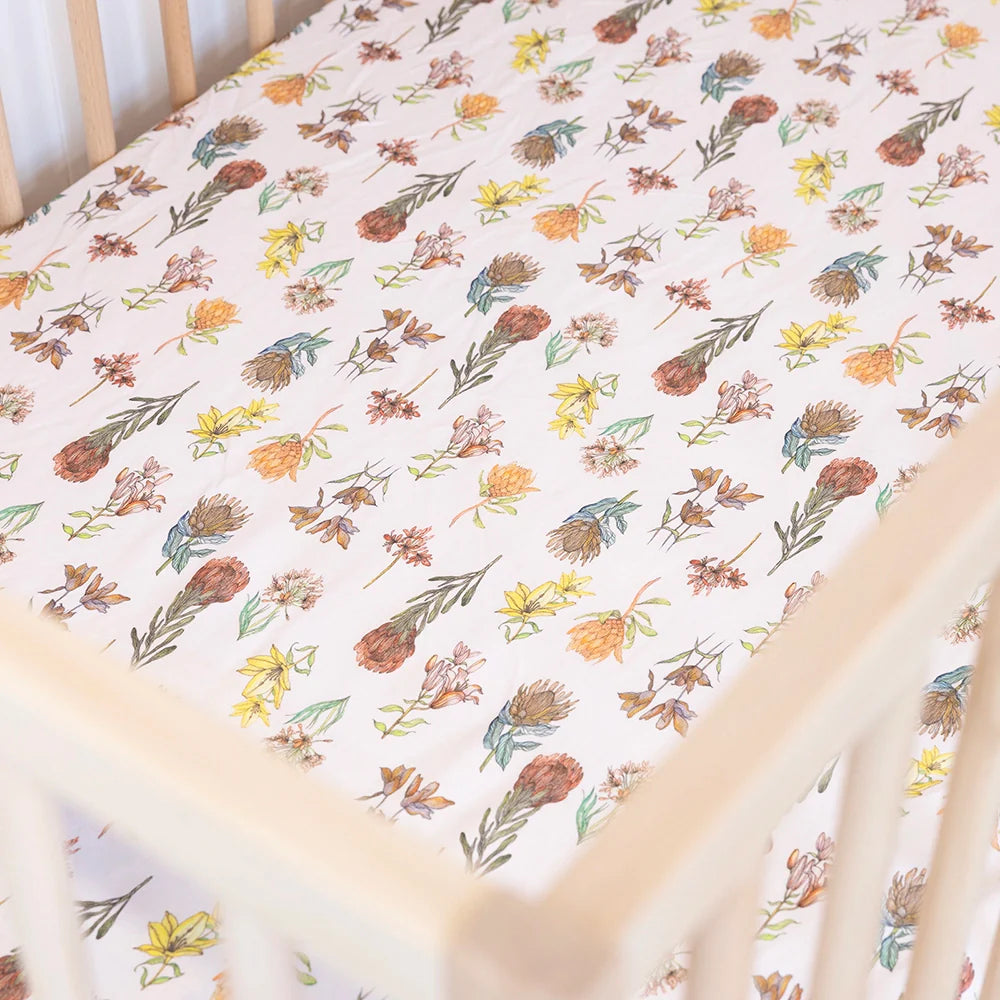 Antique Garden Fitted Cot Sheet | Designer Bums