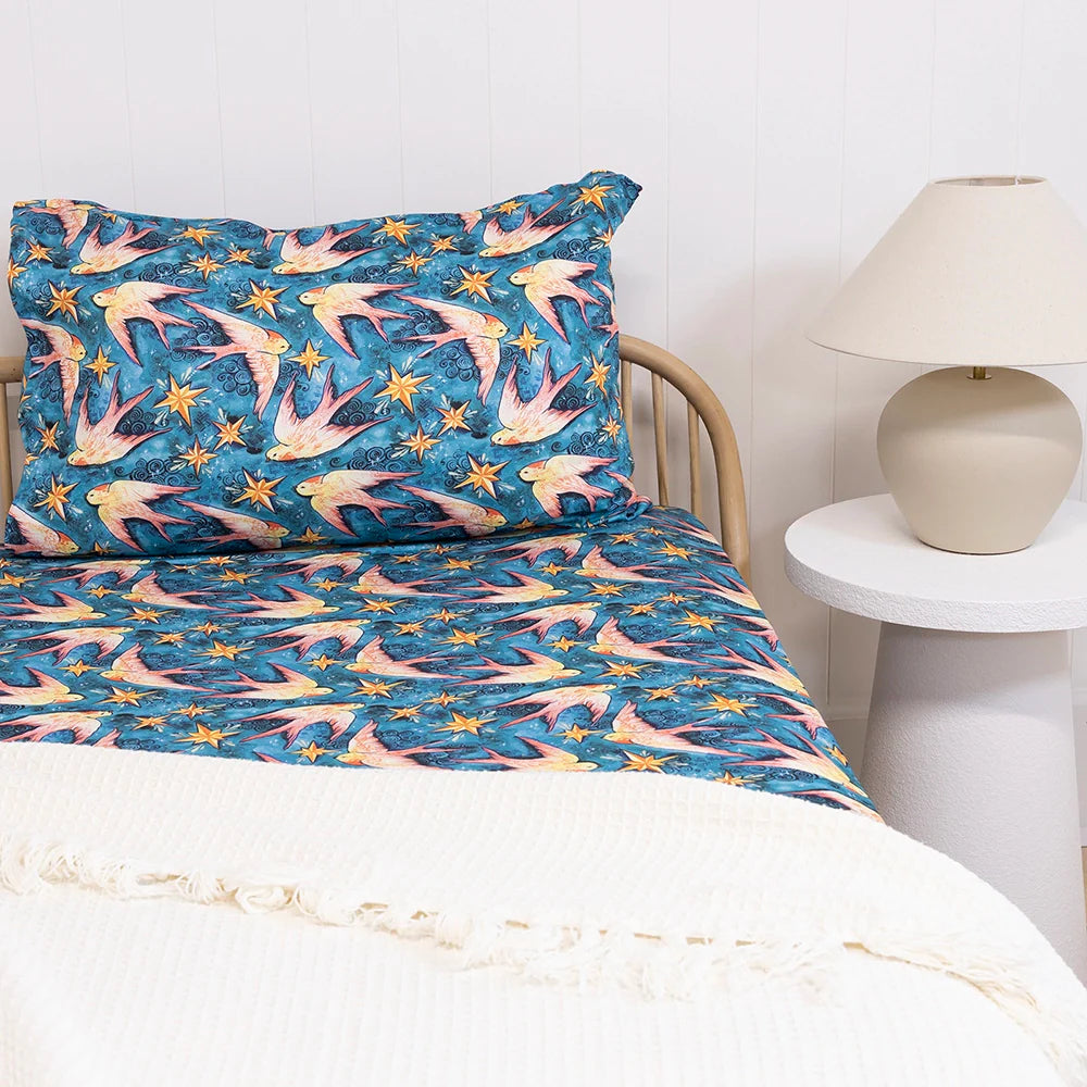 Star Swallows Pillow Cover | Designer Bums